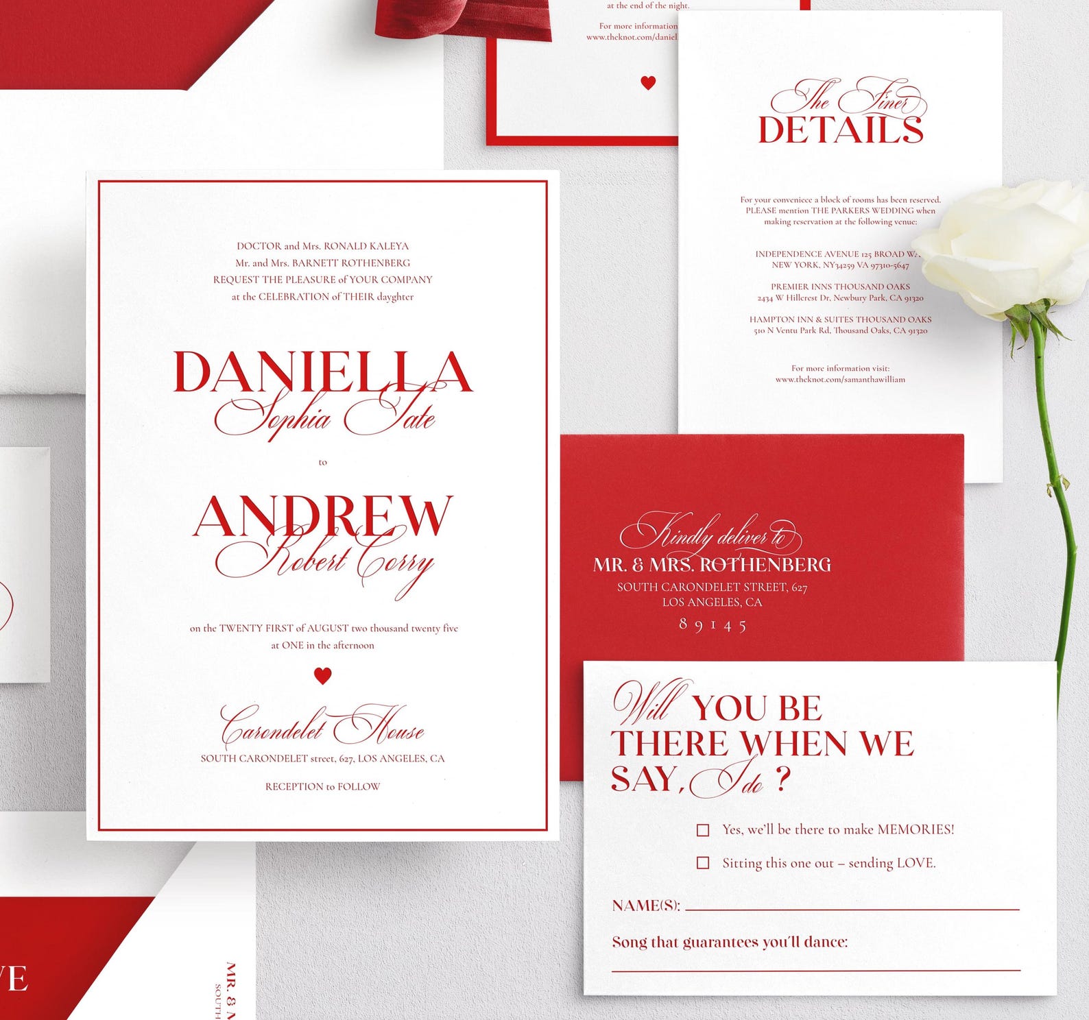 Elegant RED Wedding Invitation Suite Template Red Wedding Invitation ...