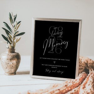 In Loving Memory Table Sign Template Black in Loving Memory Sign ...