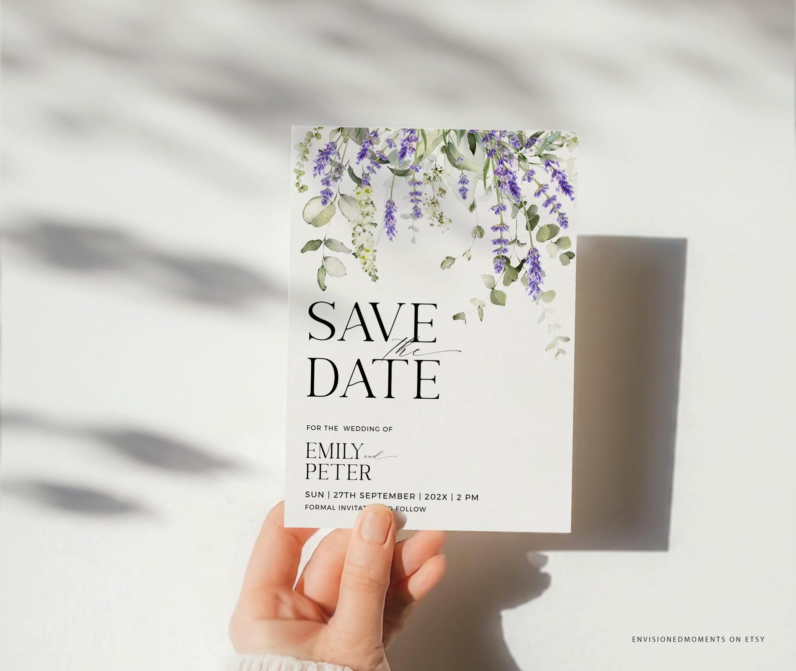 Lavender Eucalyptus Save the Date Template (digital Download, EMP-220 ...