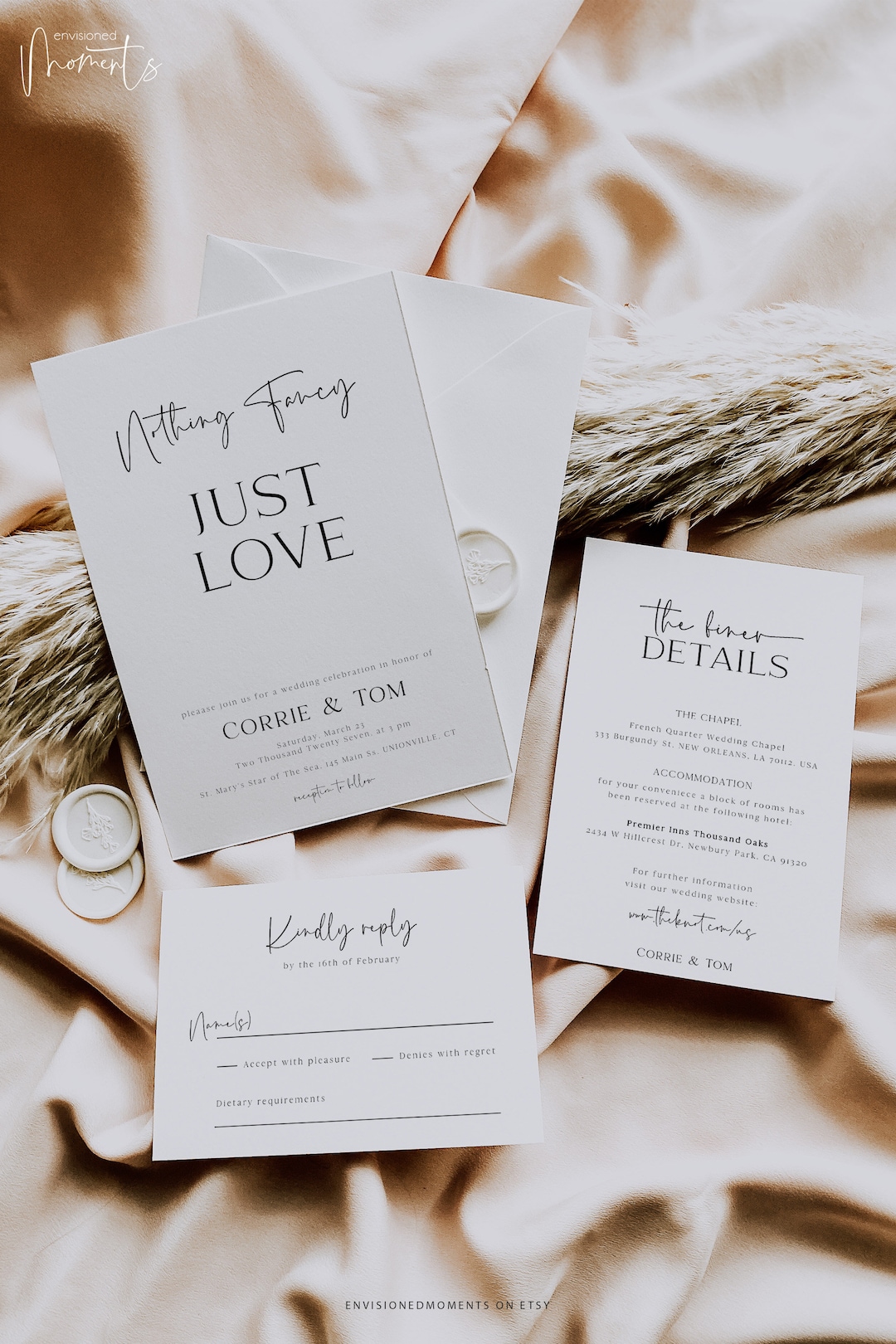 Intimate Wedding Invitation Template Suite, Minimalist Wedding Invite ...