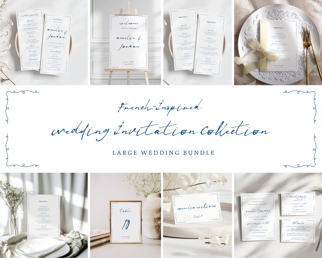 Wedding Invitation Suite Template Hand Drawn Scribble Wedding Invite ...
