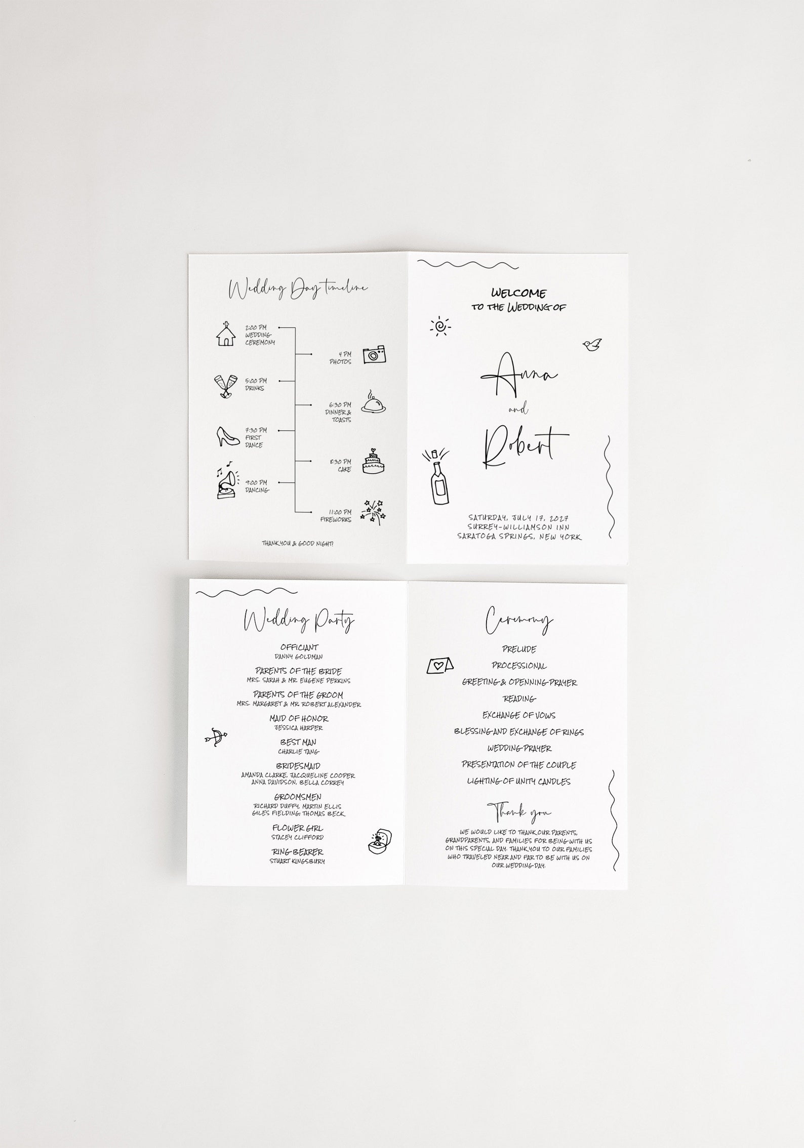 Bifold Wedding Program Template Scribble Wedding Program Scribble ...