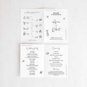 Bifold Wedding Program Template Scribble Wedding Program Scribble Wedding Timeline Template ...