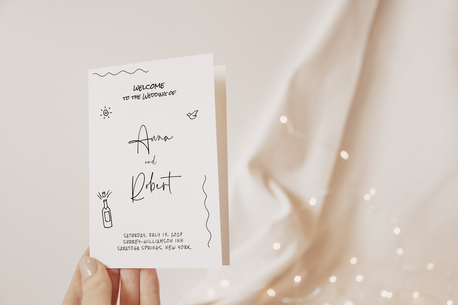 Bifold Wedding Program Template Scribble Wedding Program Scribble Wedding Timeline Template ...