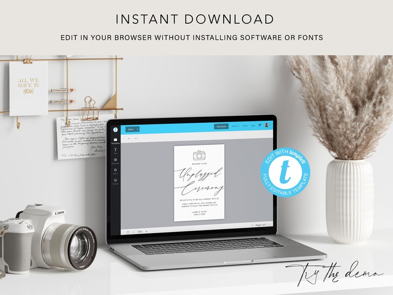 Unplugged Ceremony Sign Template: Minimalist Wedding Printable (digital ...