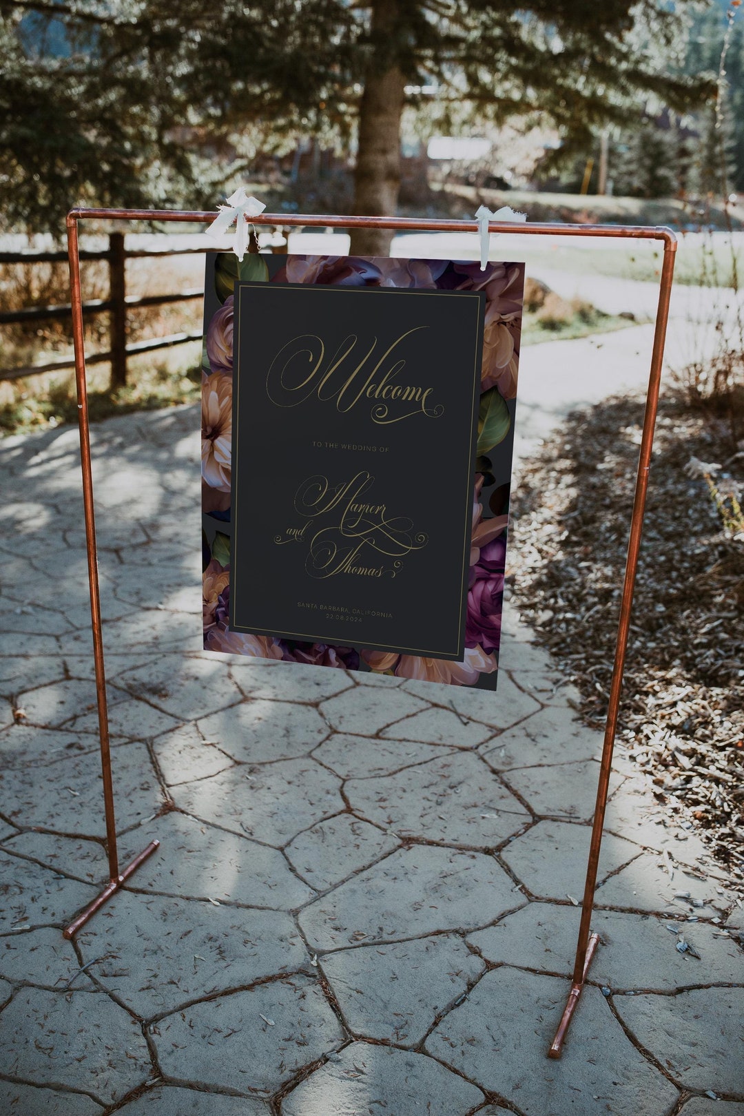Moody Wedding Welcome Sign Template: VINTAGE FLORALS Collection ...