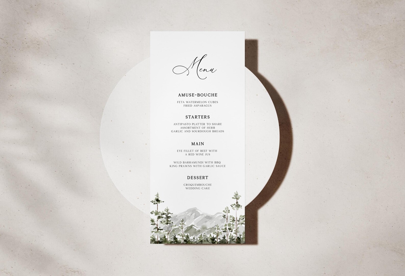 Forest Wedding Menu Template, Woodland Animals Doe Wedding Menu Forest ...