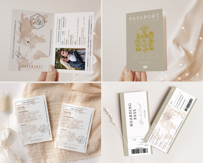 Passport Wedding Destination Invitation Printable Template Suite Destination Wedding Set ...