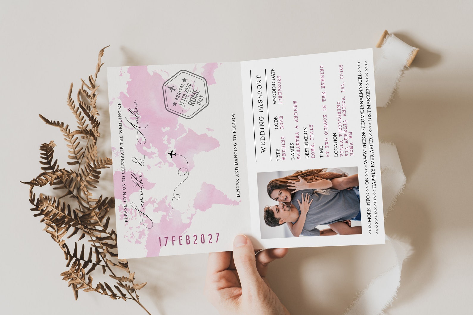 Magenta Passport Invitation Wedding Suite Template Printable ...