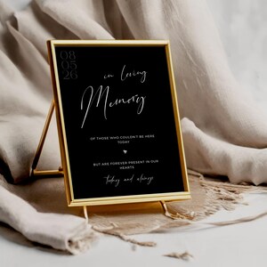 In Loving Memory Table Sign Template: Black Wedding Signage (digital ...