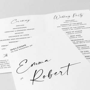 Minimalist Bifold Wedding Program Template With Icons (editable) - Etsy