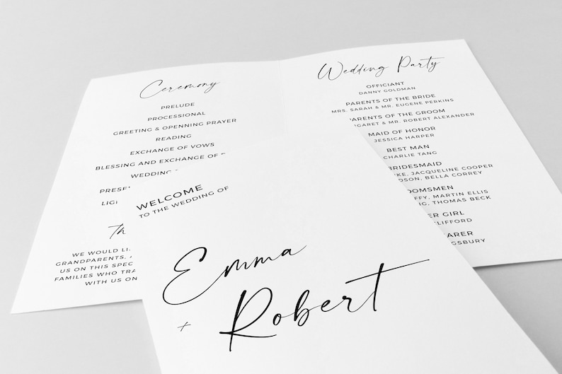 Minimalist Bifold Wedding Program Template With Icons (editable) - Etsy