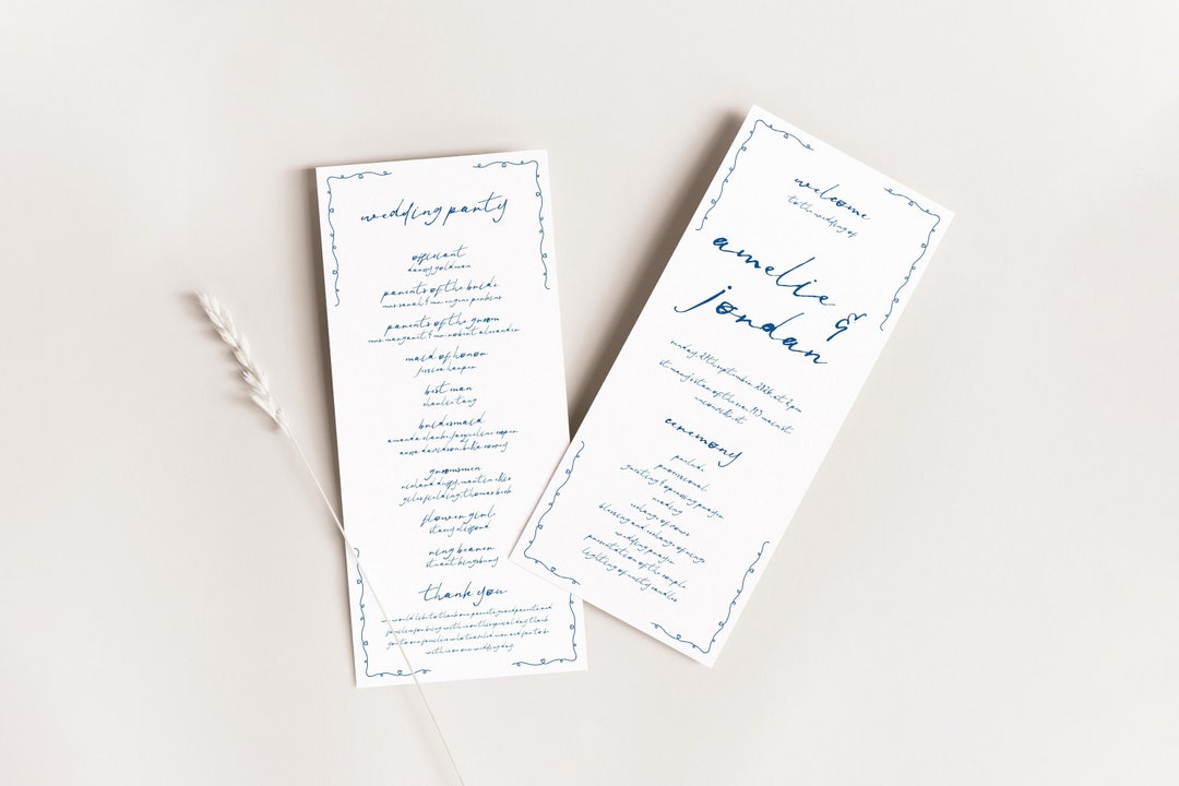 Scribble Wedding Program Template: Hand-drawn Whimsical Design (digital Download), AMELIE - Etsy