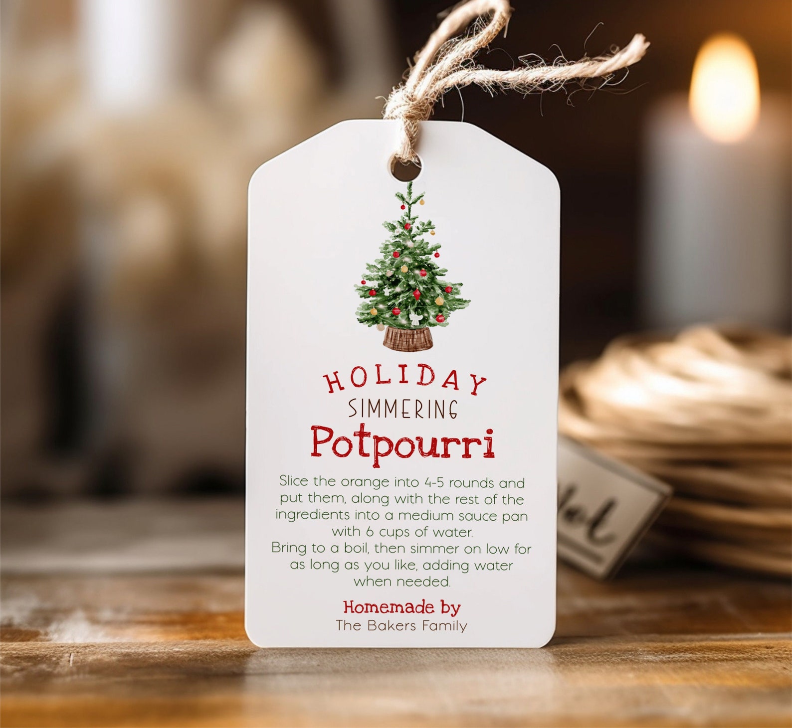 Christmas Simmer Pot Tag Template: Festive Potpourri Printable ...