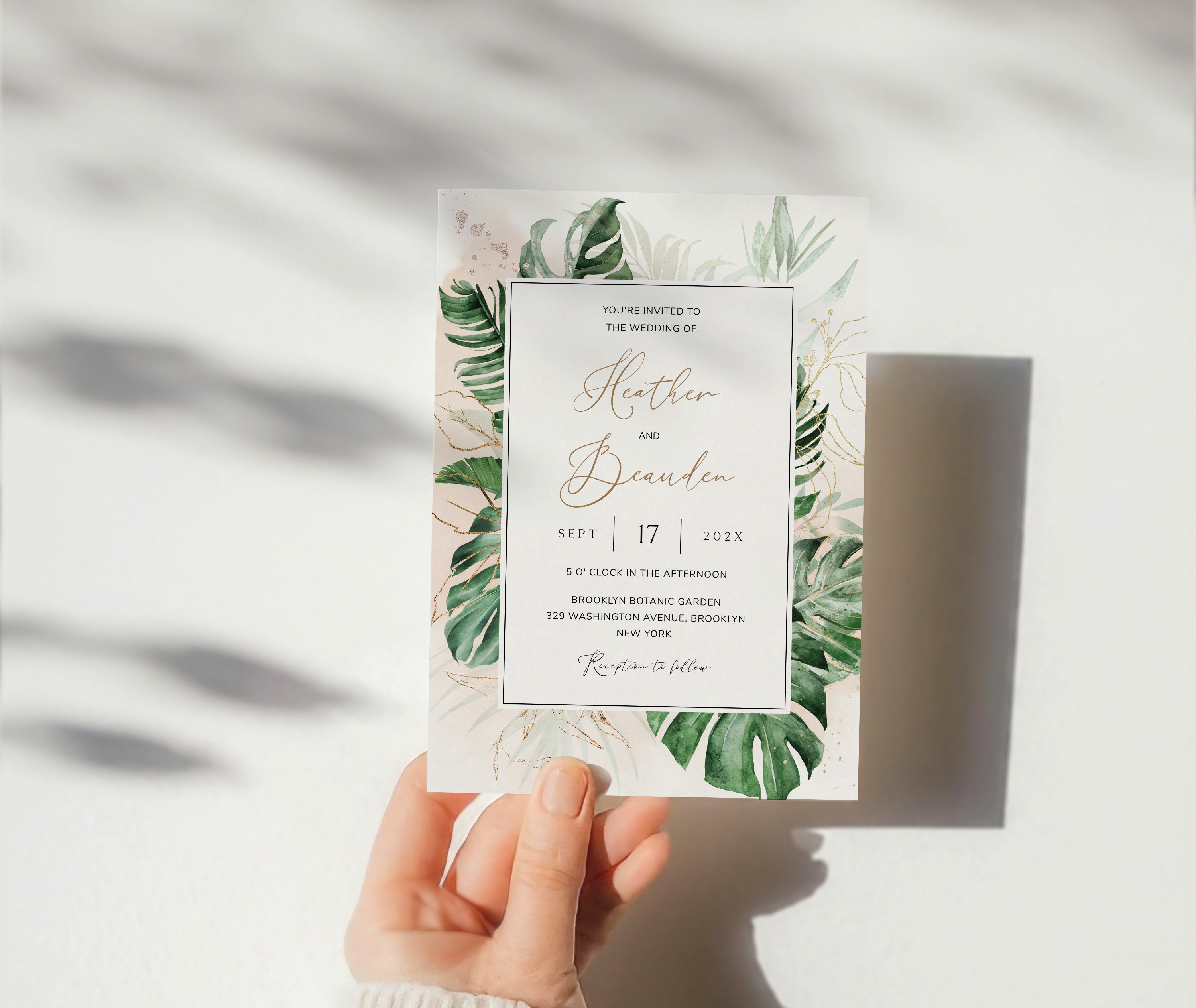 Monstera Wedding Invitation Suite: Tropical Destination Wedding ...