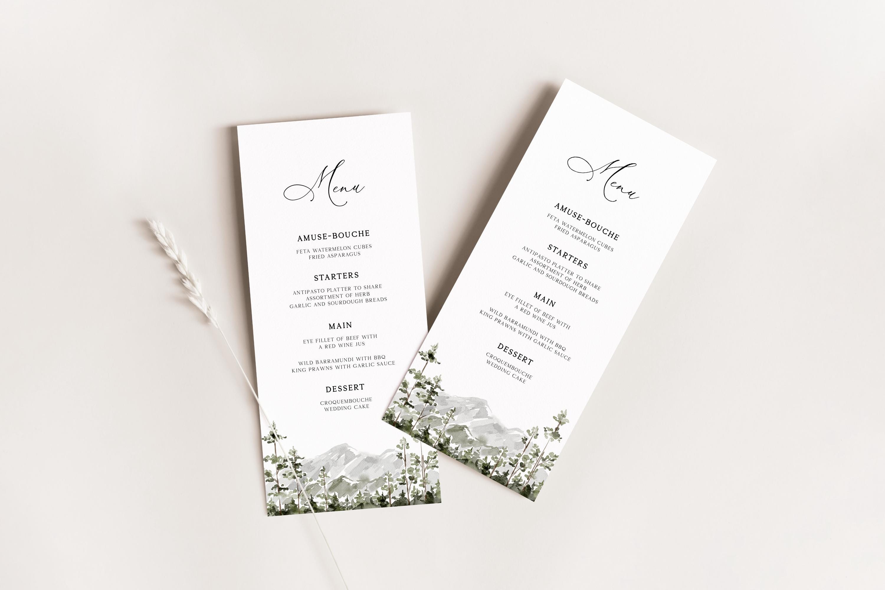 Forest Wedding Menu Template, Woodland Animals Doe Wedding Menu Forest ...