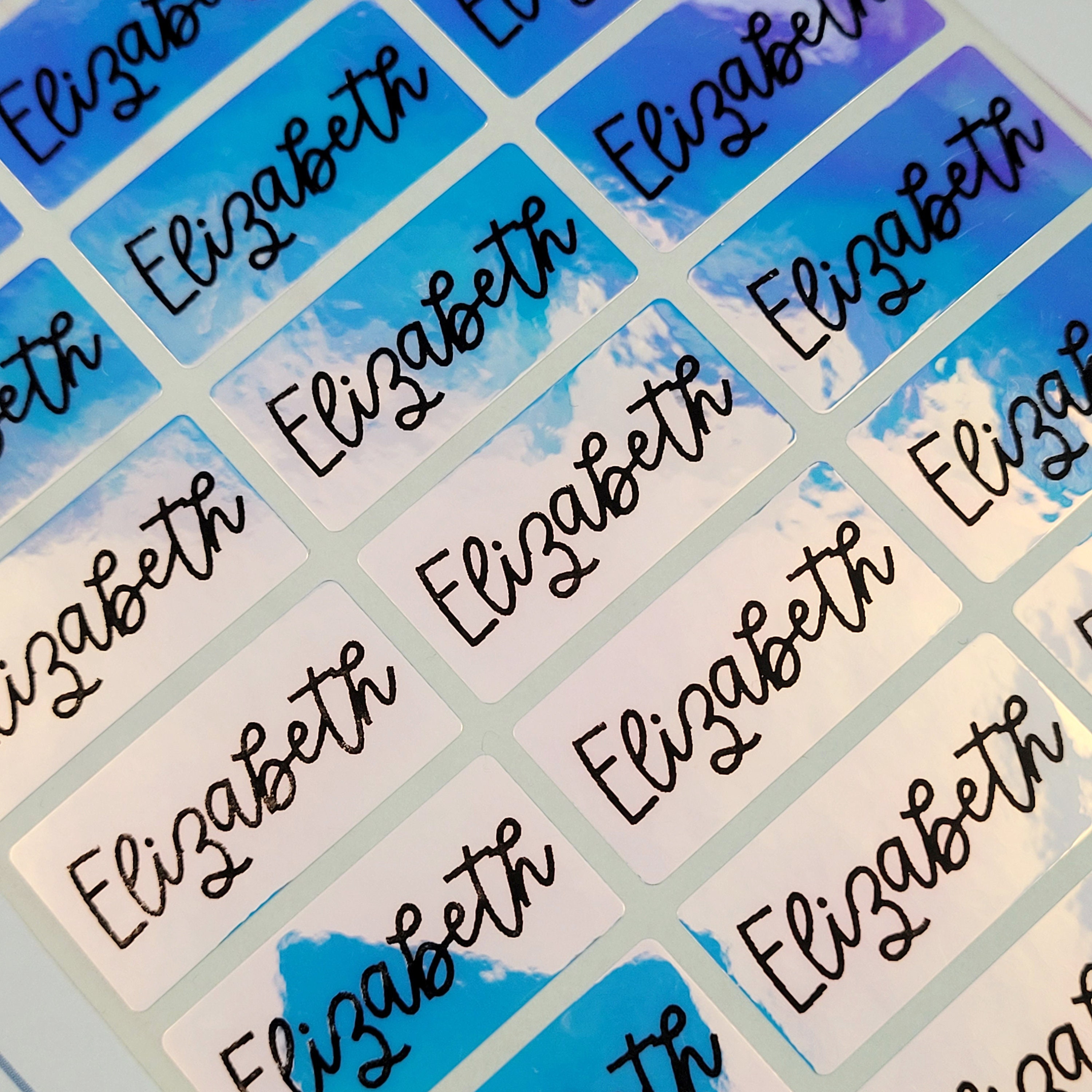 Personalized Kids Name Labels Middle Size Blue Holographic - Etsy