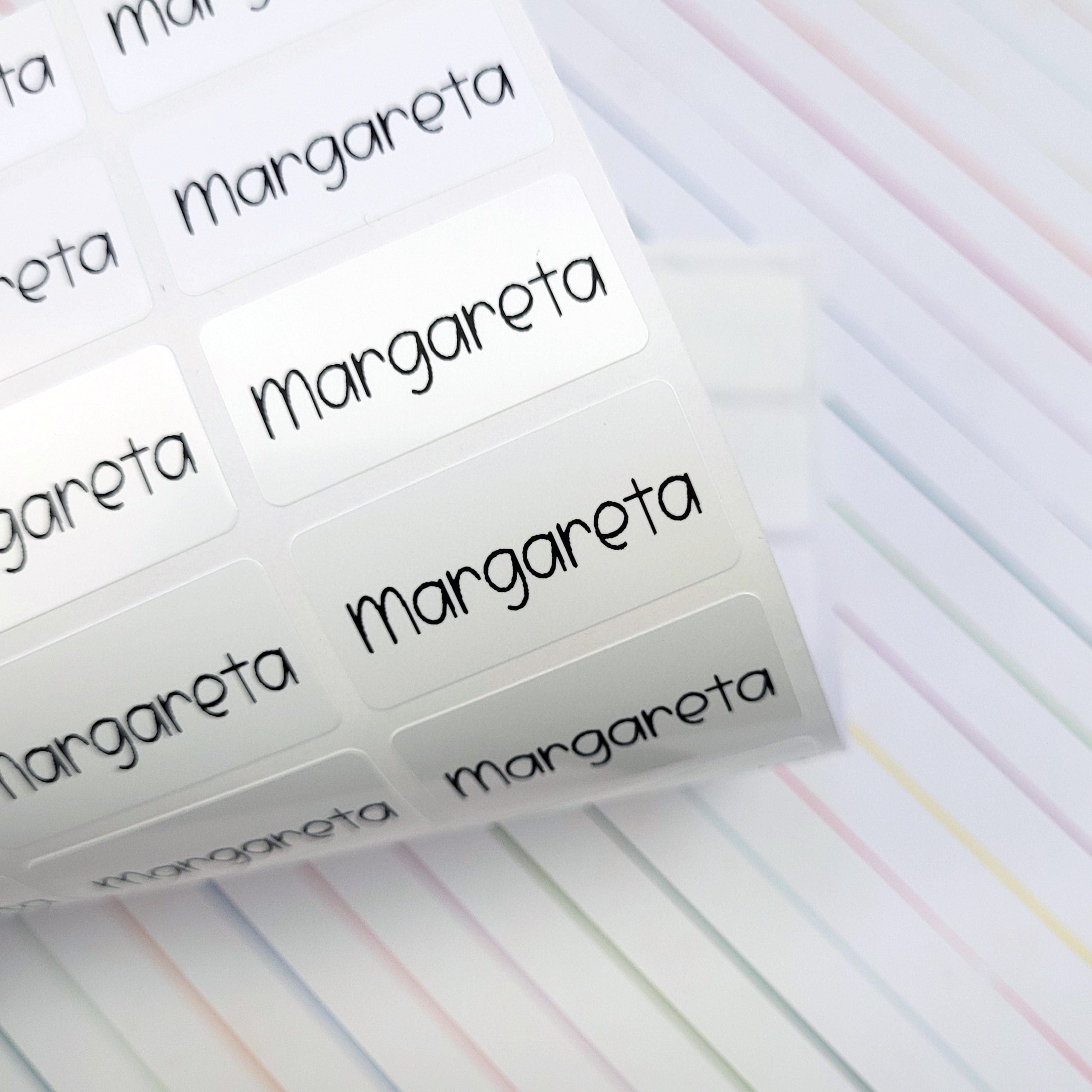 Personalized Kids Name Labels, Middle Size White Background Sticker for ...