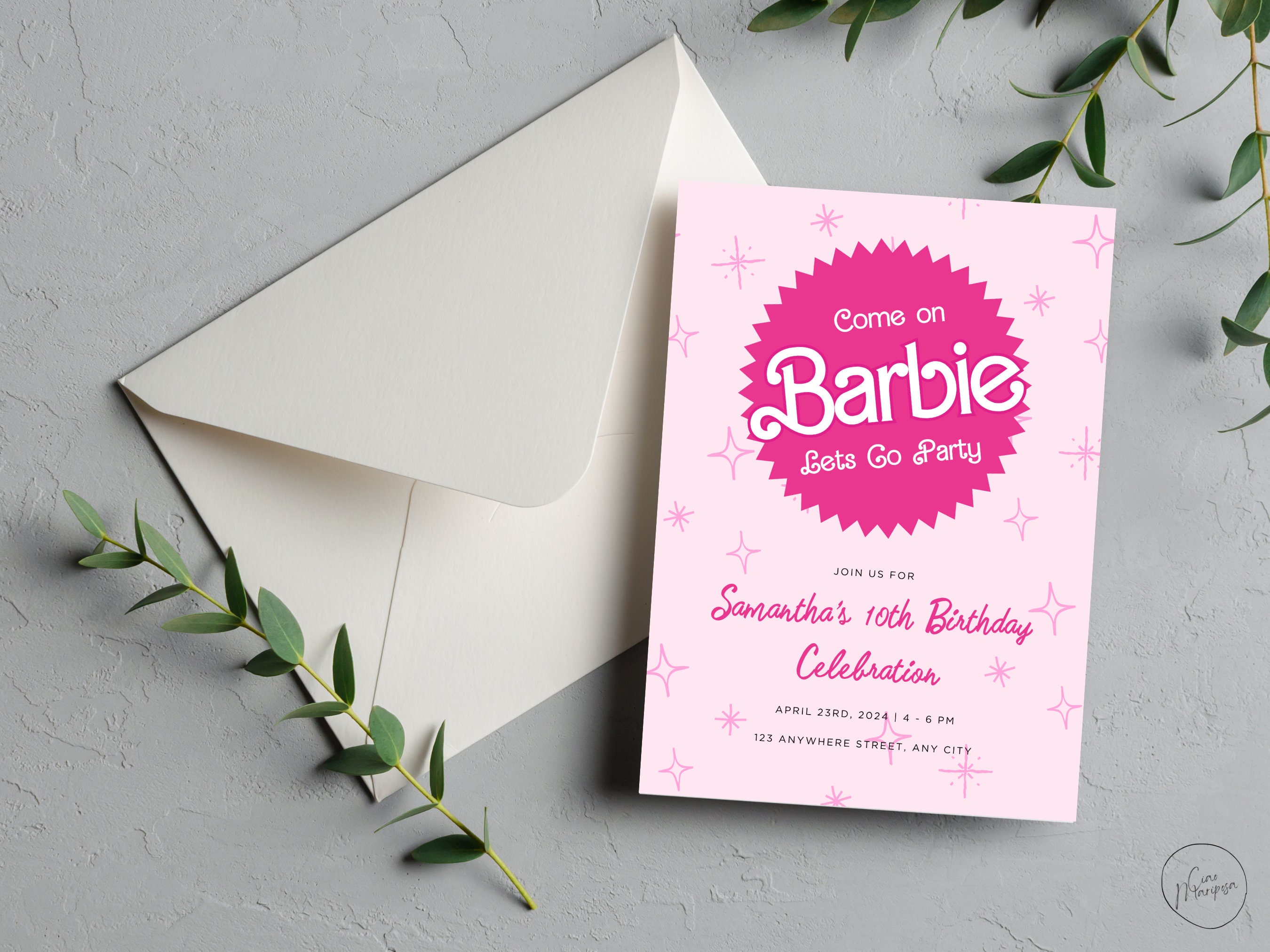 Pink Barbie-themed Birthday Party Print Editable Invitation Template ...