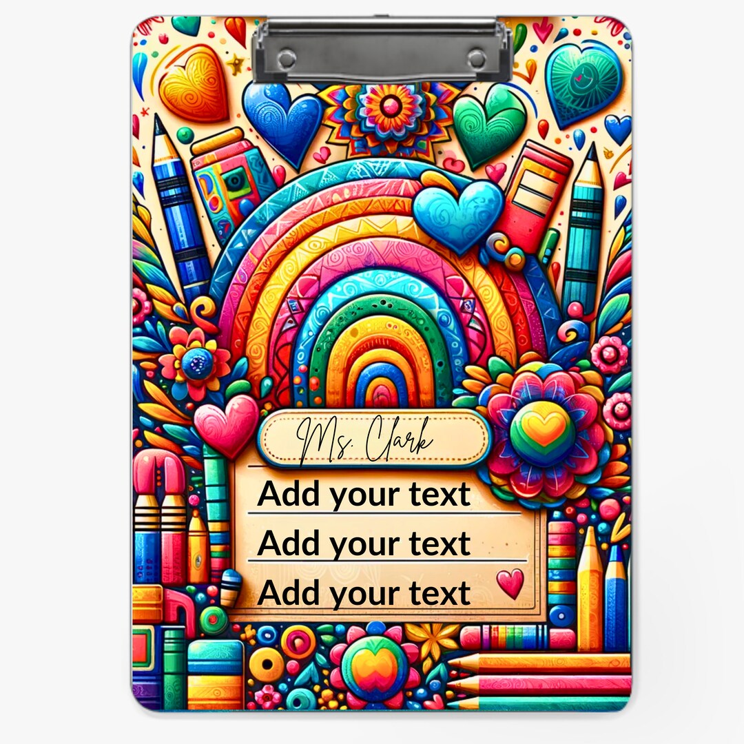 3D Inflated Teacher Rainbow Clipboard for Name Sublimation Design PNG ...