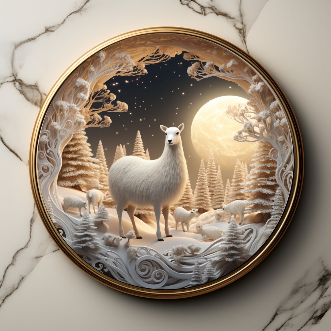 3D Llama Round PNG Sublimation Pattern for Coasters Keychain Ornaments ...