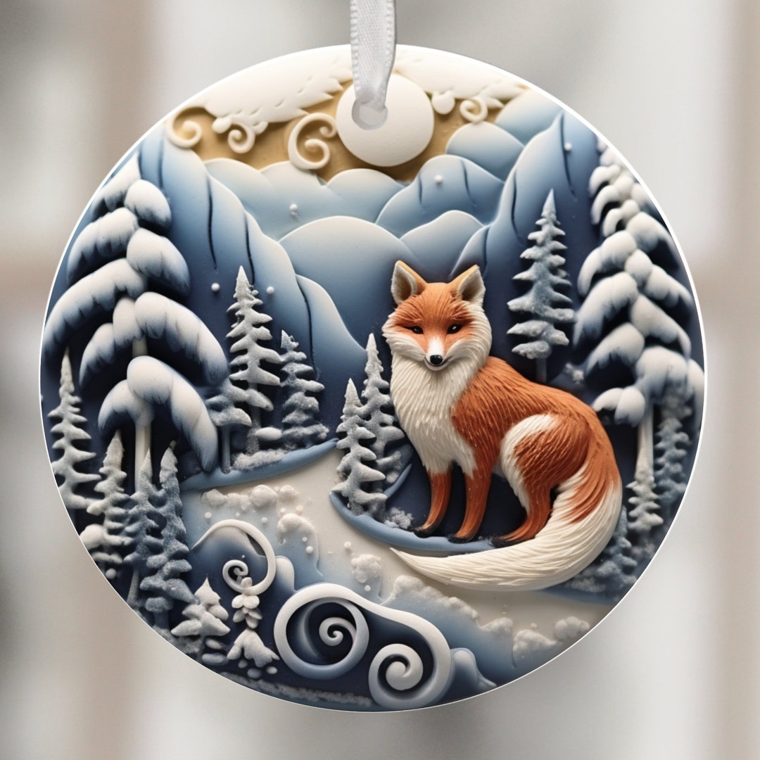 Fox Round PNG Template Sublimation Pattern for Coasters Keychain ...