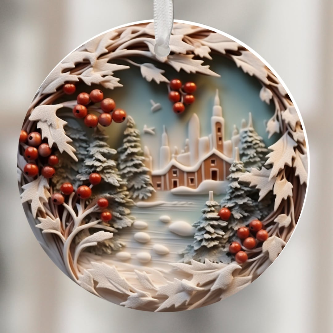 3d Print Christmas Ornament File Victorian White Christmas Ornament PNG ...