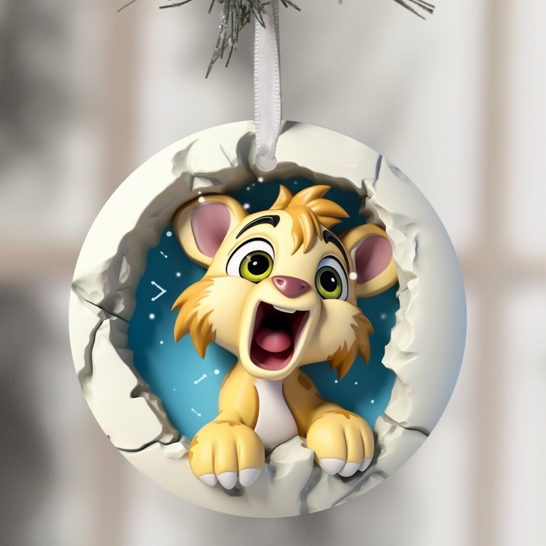 3D Cute Lion Break Through the Wall Ornaments PNG Babys First Christmas ...