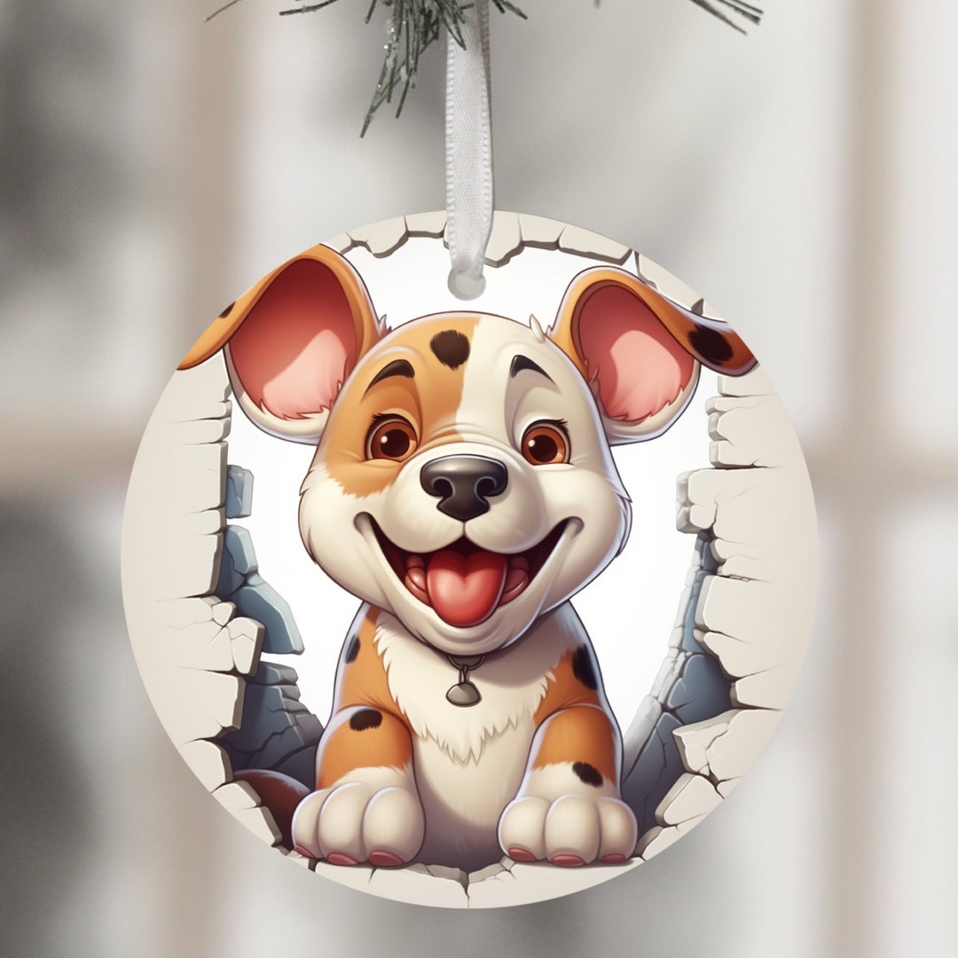 3D Cute Dog Break Through the Wall Decals Animal Ornament PNG SVG ...