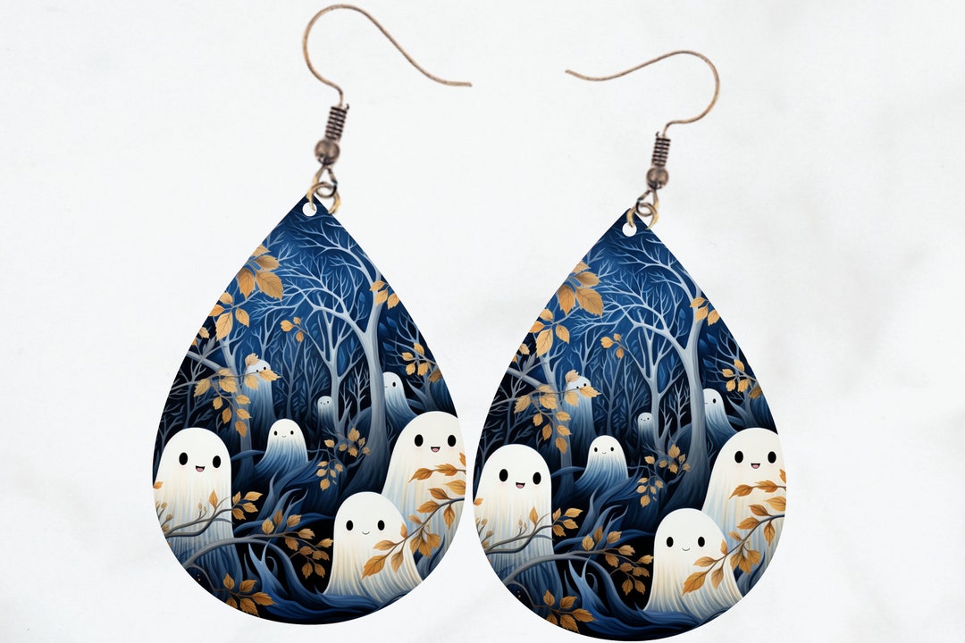 Cute Ghosts Tear Drop Earrings PNG Sublimation Earings Designs ...