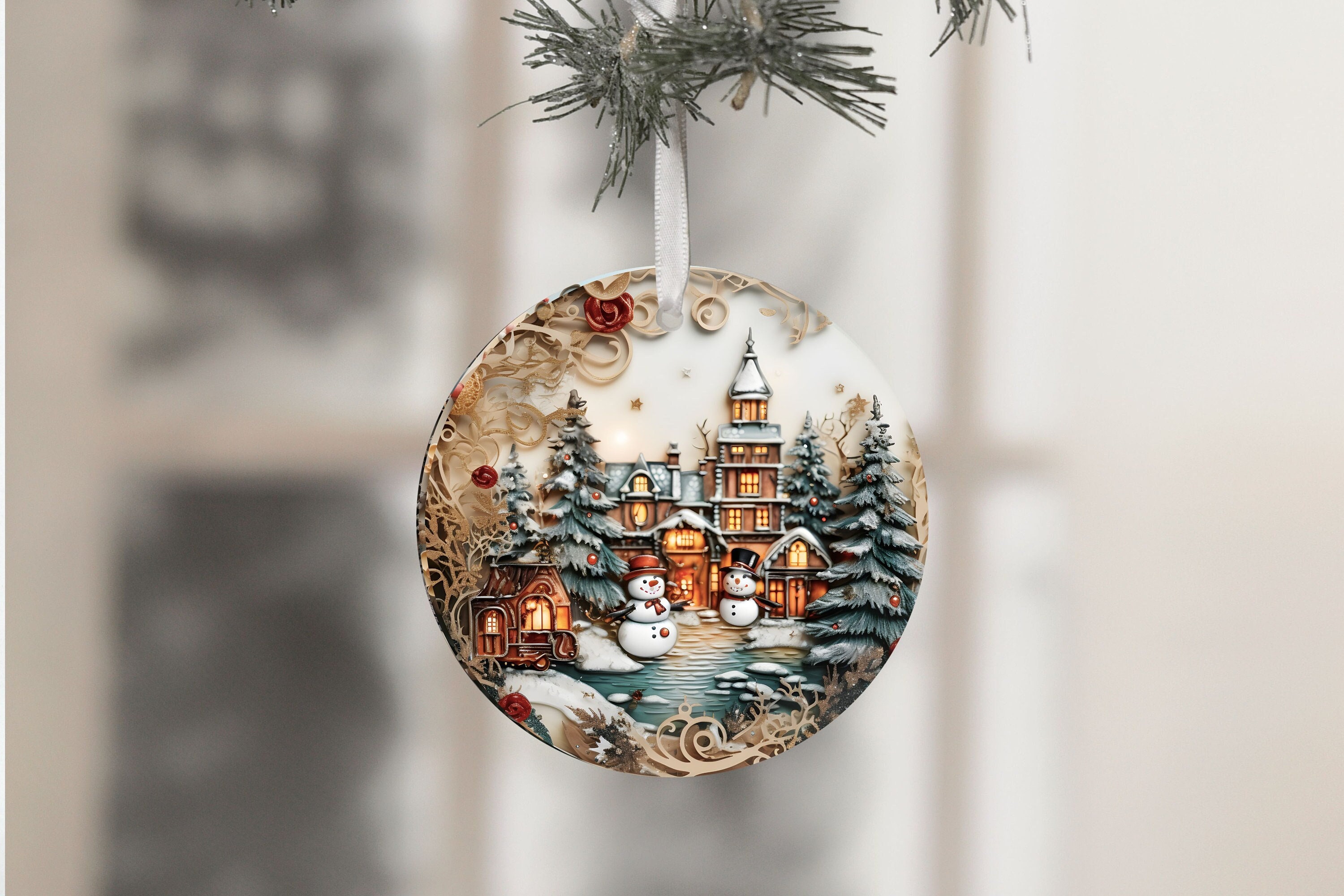 3D Christmas Ornaments PNG Round Christmas Ornaments - Etsy