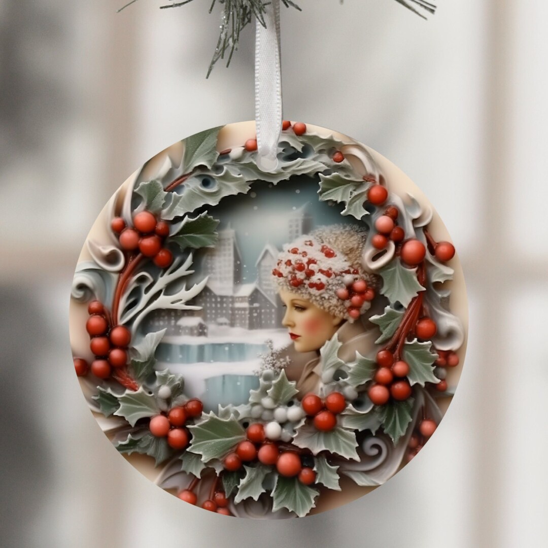 3D Victorian Christmas Ornaments Photo Tree Frames Ornament PNG for ...
