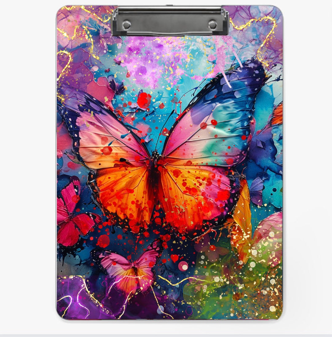 3D Alcohol Ink Butterflies Clipboard Sublimation Design PNG Digital ...