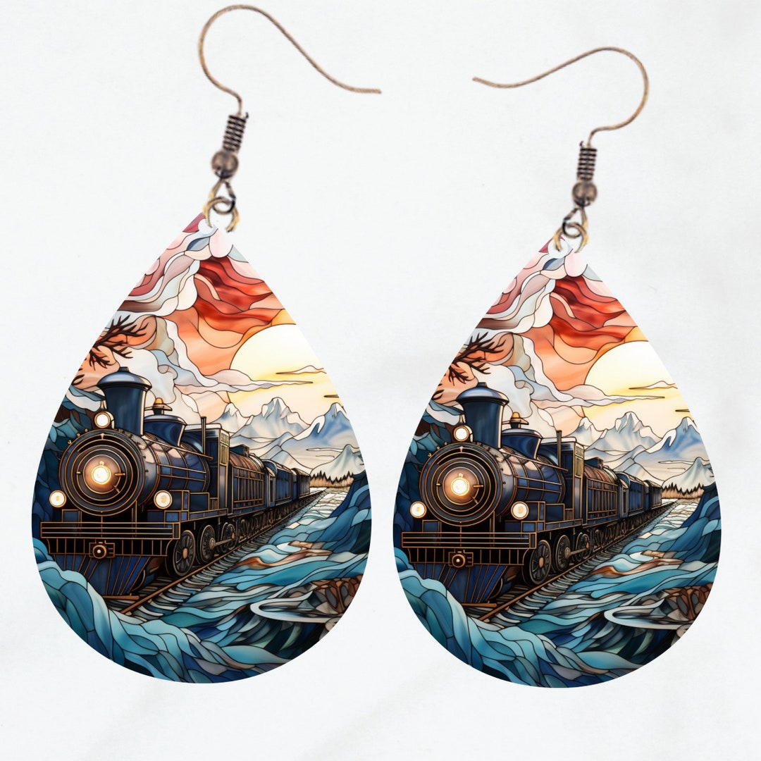 3D Train Teardrop Earrings PNG, Christmas Xmas (digital Download) - Etsy