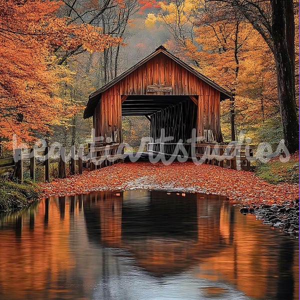 Red Covered Bridge - Etsy