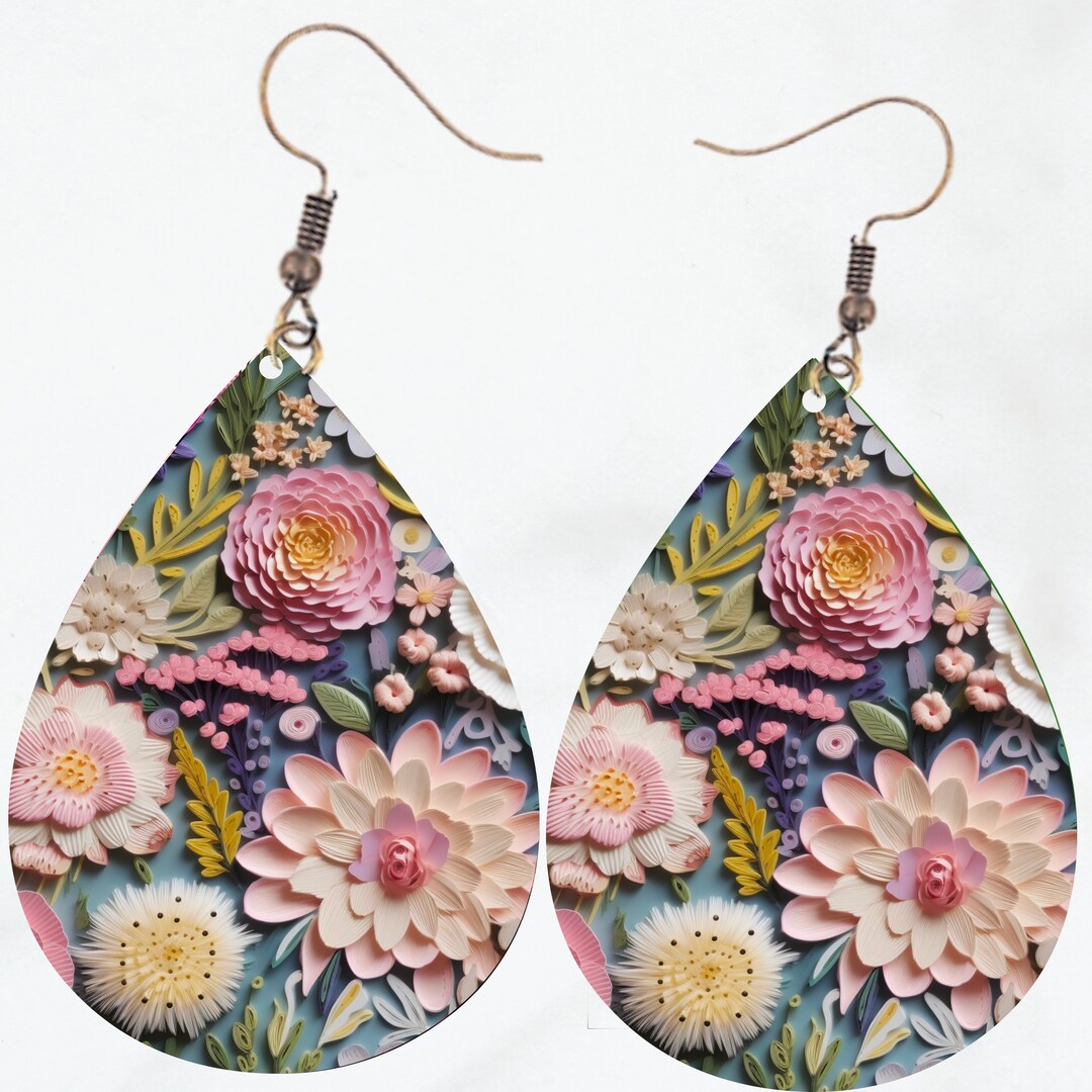 3D Floral Tear Drop Earrings PNG Sunflower Earrings Jewellery ...