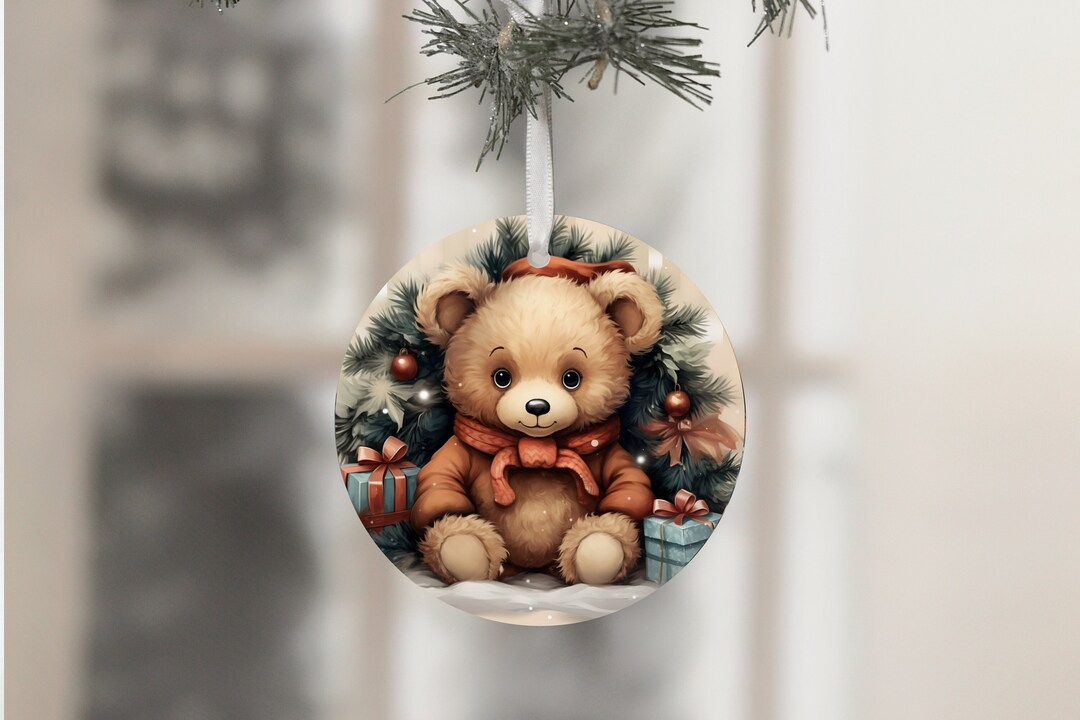 Teddy Bear Round PNG Template Sublimation Pattern for Coasters Keychain ...