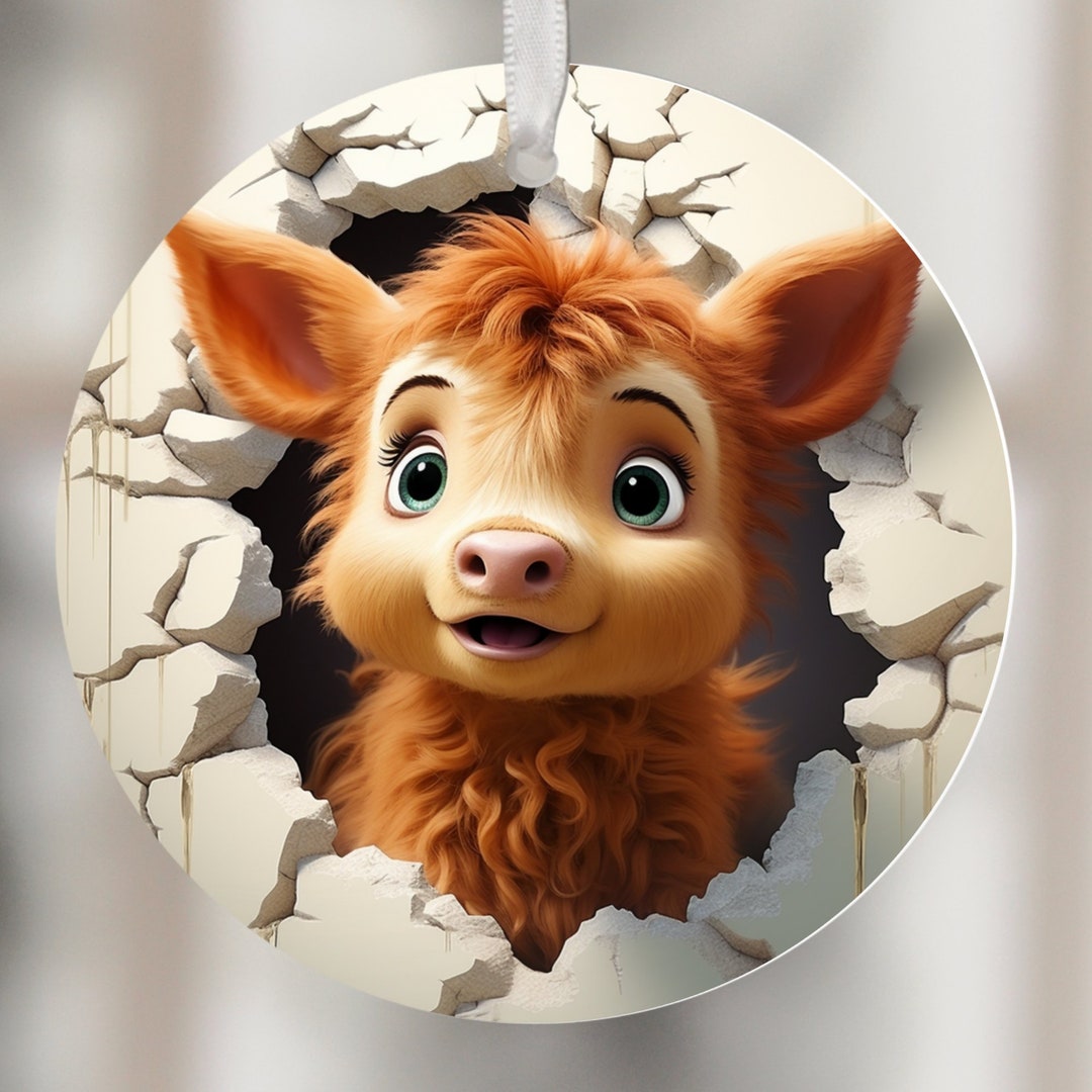Baby Cow Ornament PNG, 3D Wall Break Design (digital Download) - Etsy