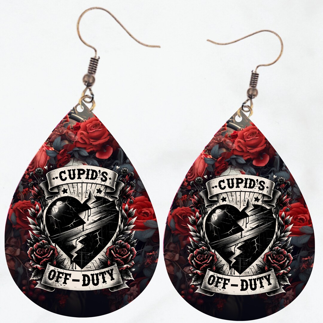 Cupid's Off-duty Tear Drop Earrings PNG Sublimation Digital Download ...