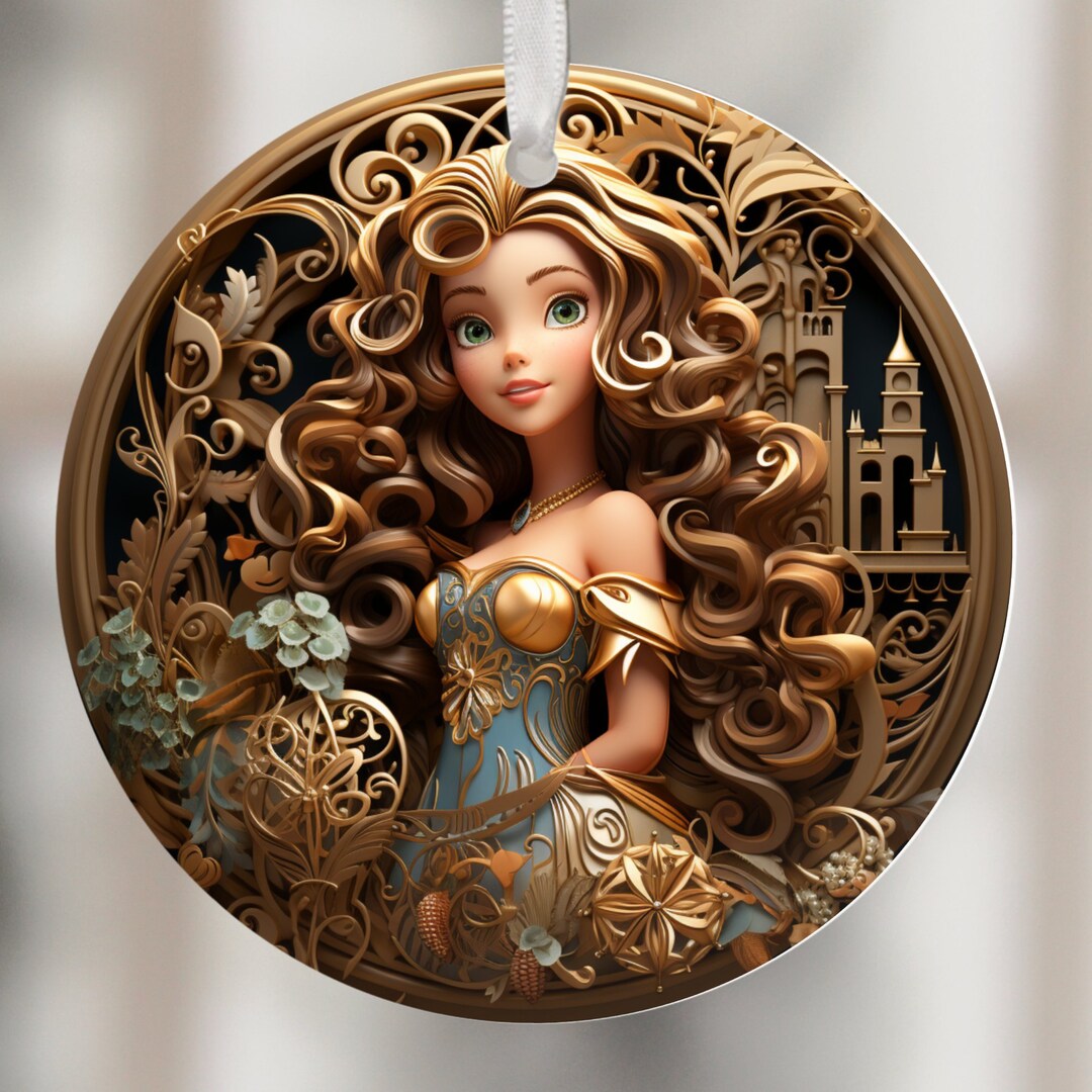 3D Princess Ornament PNG Christmas Ornaments for Sublimation Digital ...