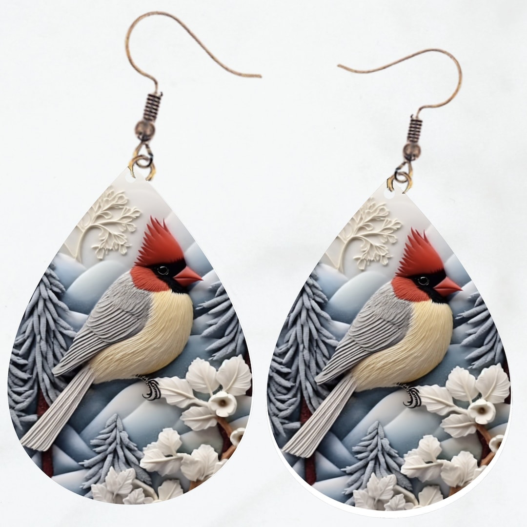 Bird Teardrop Earring Template PNG, Sublimation Design (digital ...