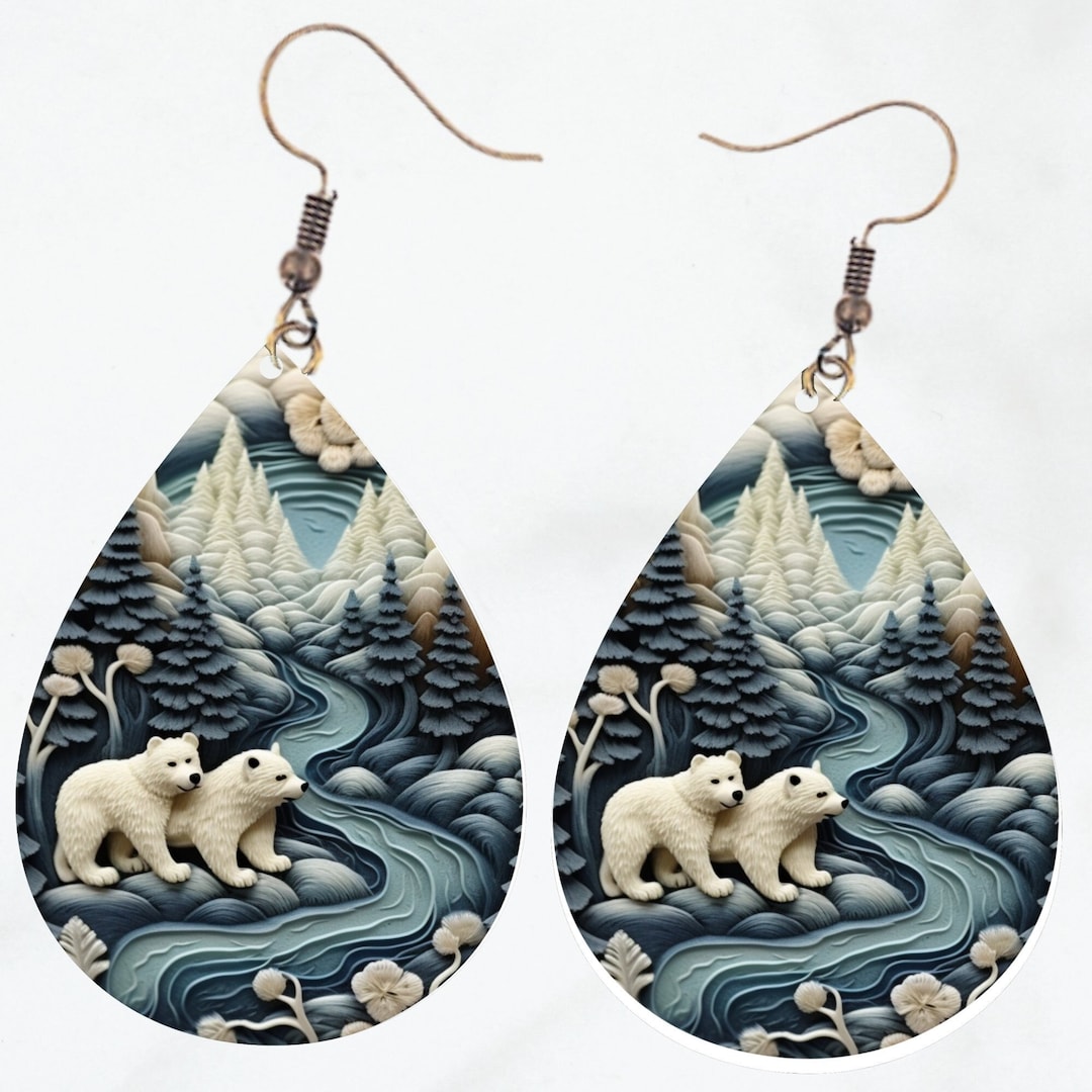 3D Winter Bear Teardrop Earring Template (PNG Digital Download) - Etsy