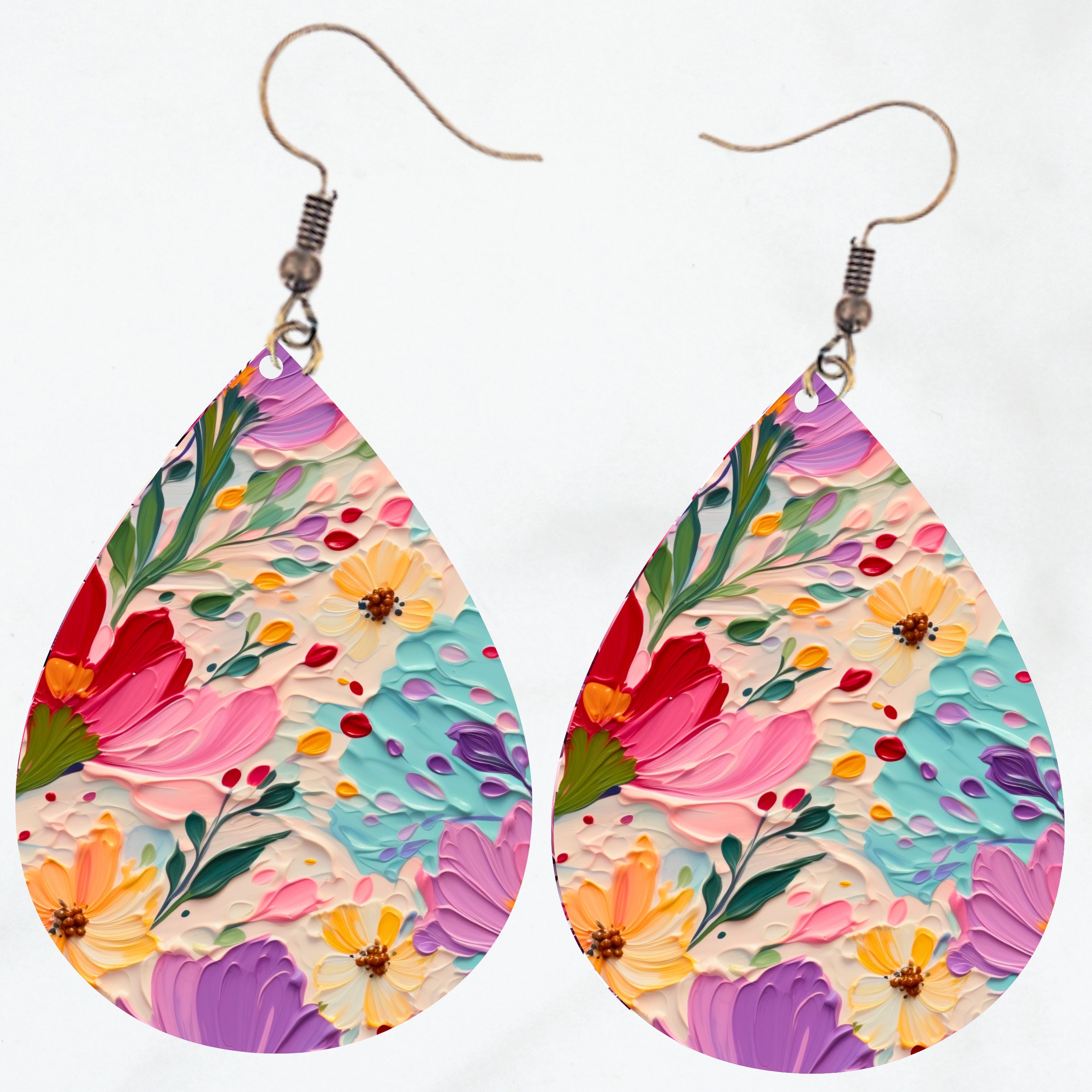 3D Floral Teardrop Earings PNG Tear Drop Design Jewellery Template ...