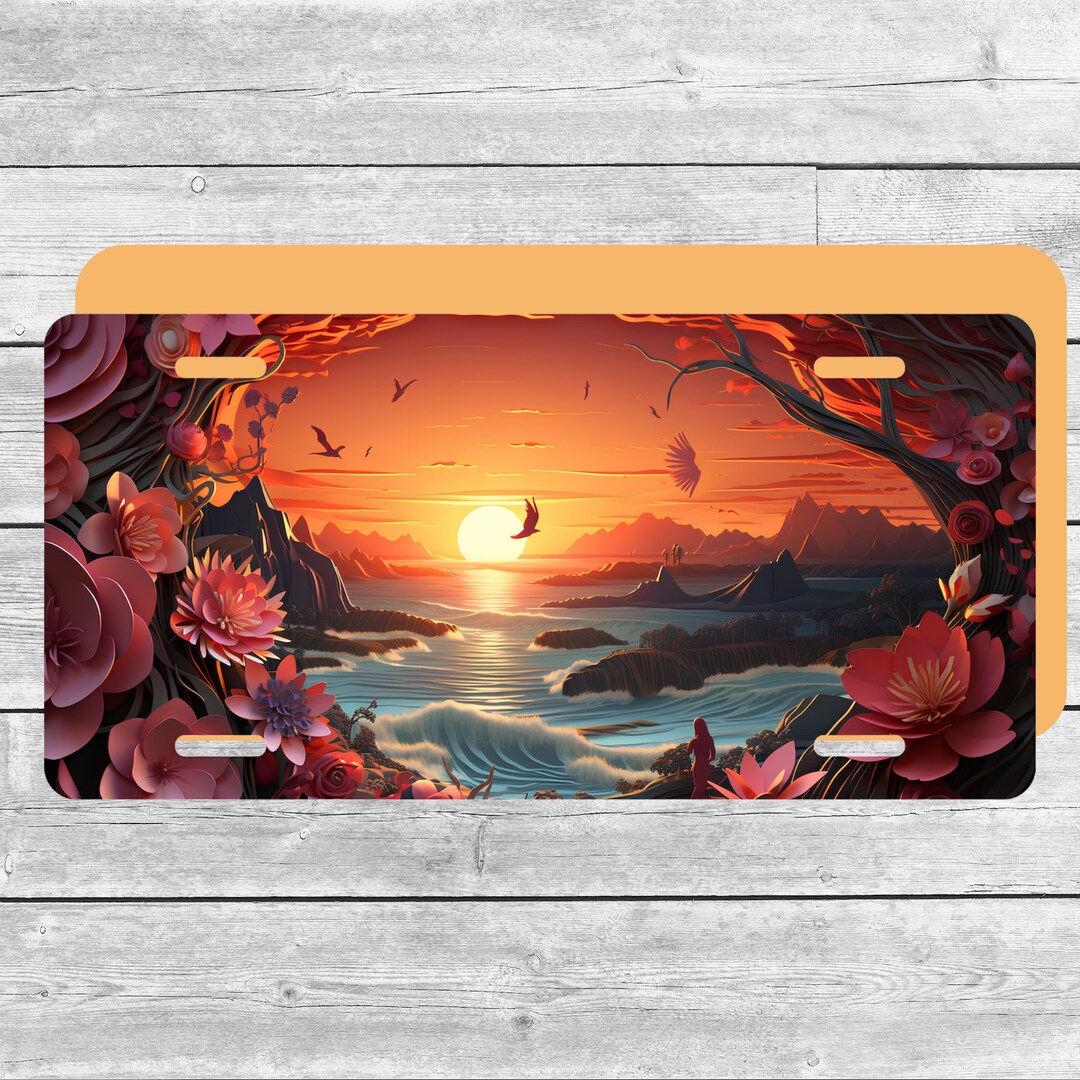3D Sunrise License Plate PNG Sublimation Design Car Accessories Frame ...