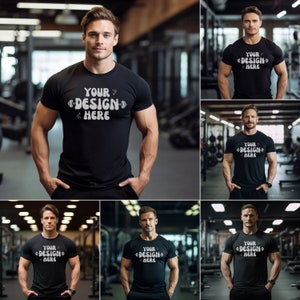 Gym T-shirt Mockup Bundle, Fitness Model Mockup, Active Lifestyle Bella ...