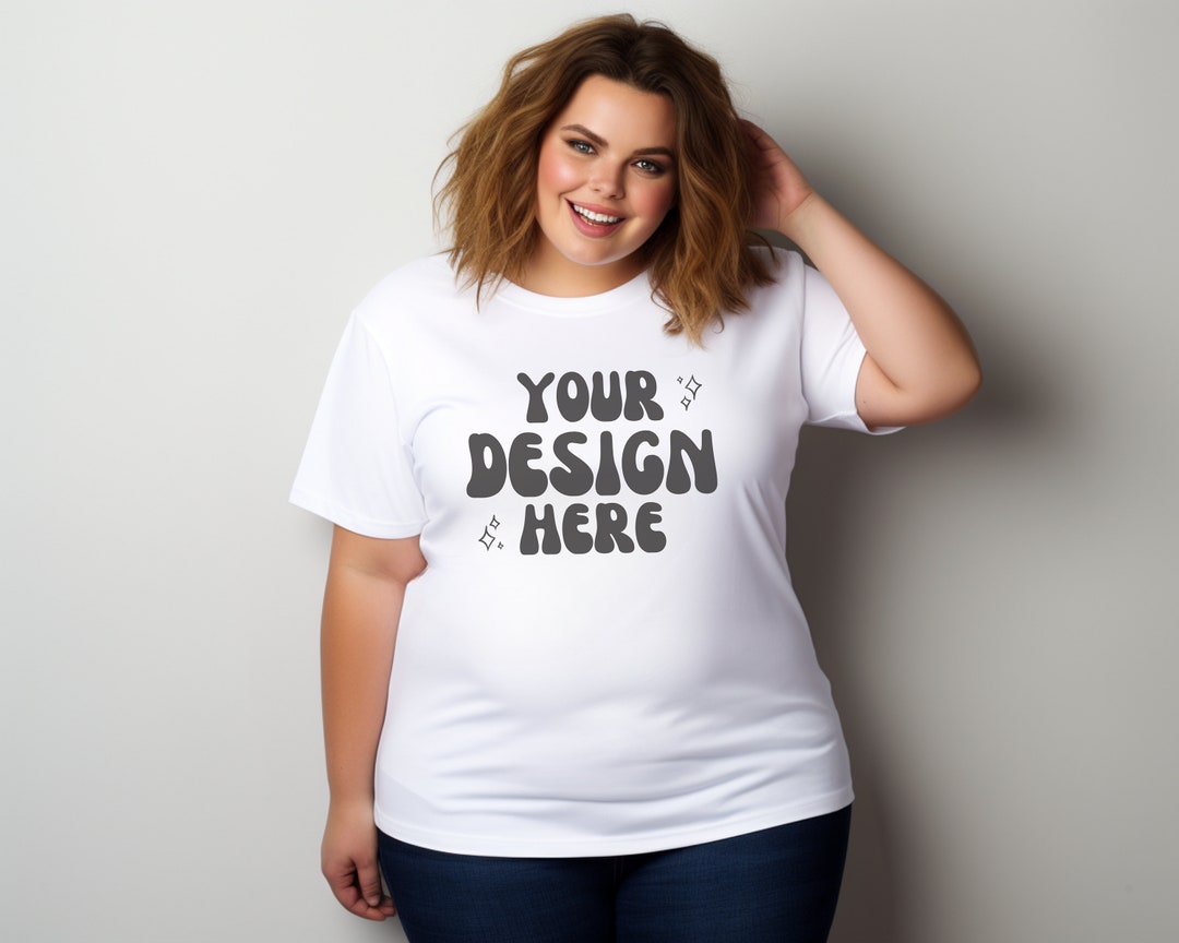 Plus Size Mockup Bella Canvas 3001 Plus Size Model White T-shirt Inclusive Mockups Gildan Mockup ...