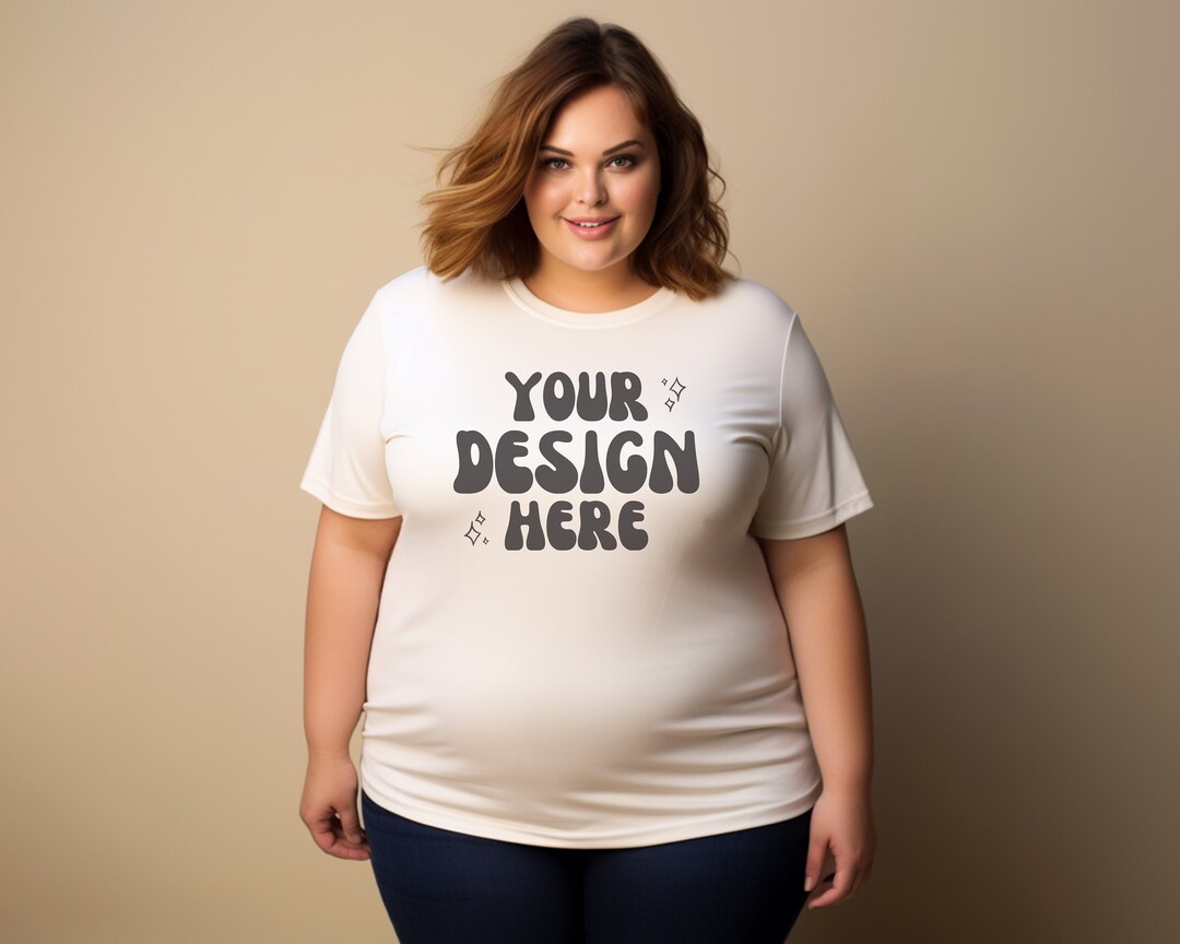 Plus Size T-shirt Mockup | Plus Size Model Bella Canvas 3001 Sand ...