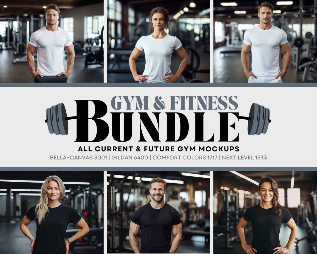Gym T-shirt Mockup Bundle, Fitness Model Mockup, Active Lifestyle Bella ...