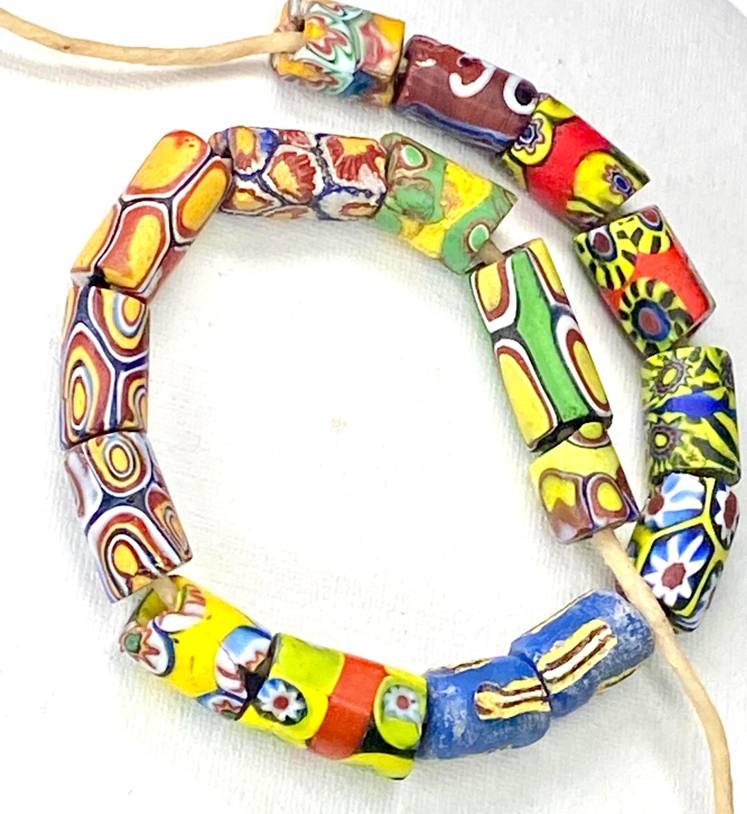 7" Strand Small Venetian Glass Trade Beads , Strand of African Trade ...