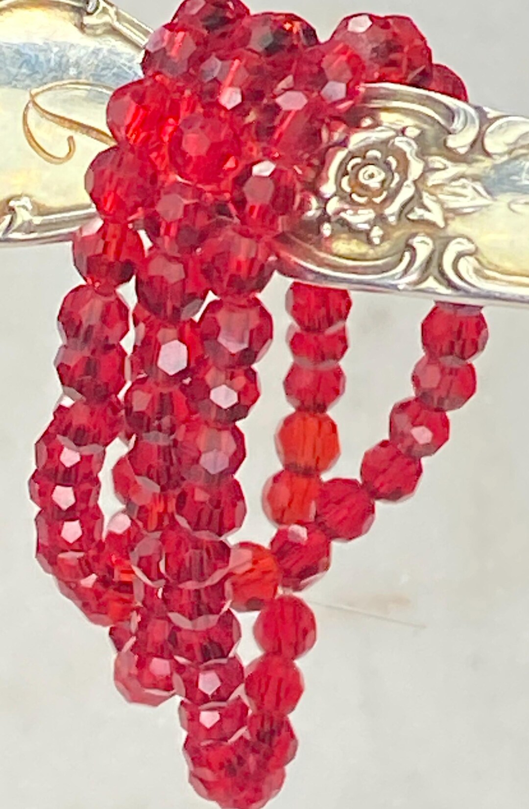 3.5mm Perfect Crimson Blood Red Faceted Glass Beads , Strand of 93 ...